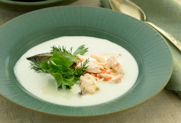 Portuguese White Gazpacho with Crab Recipe | Leite's Culinaria