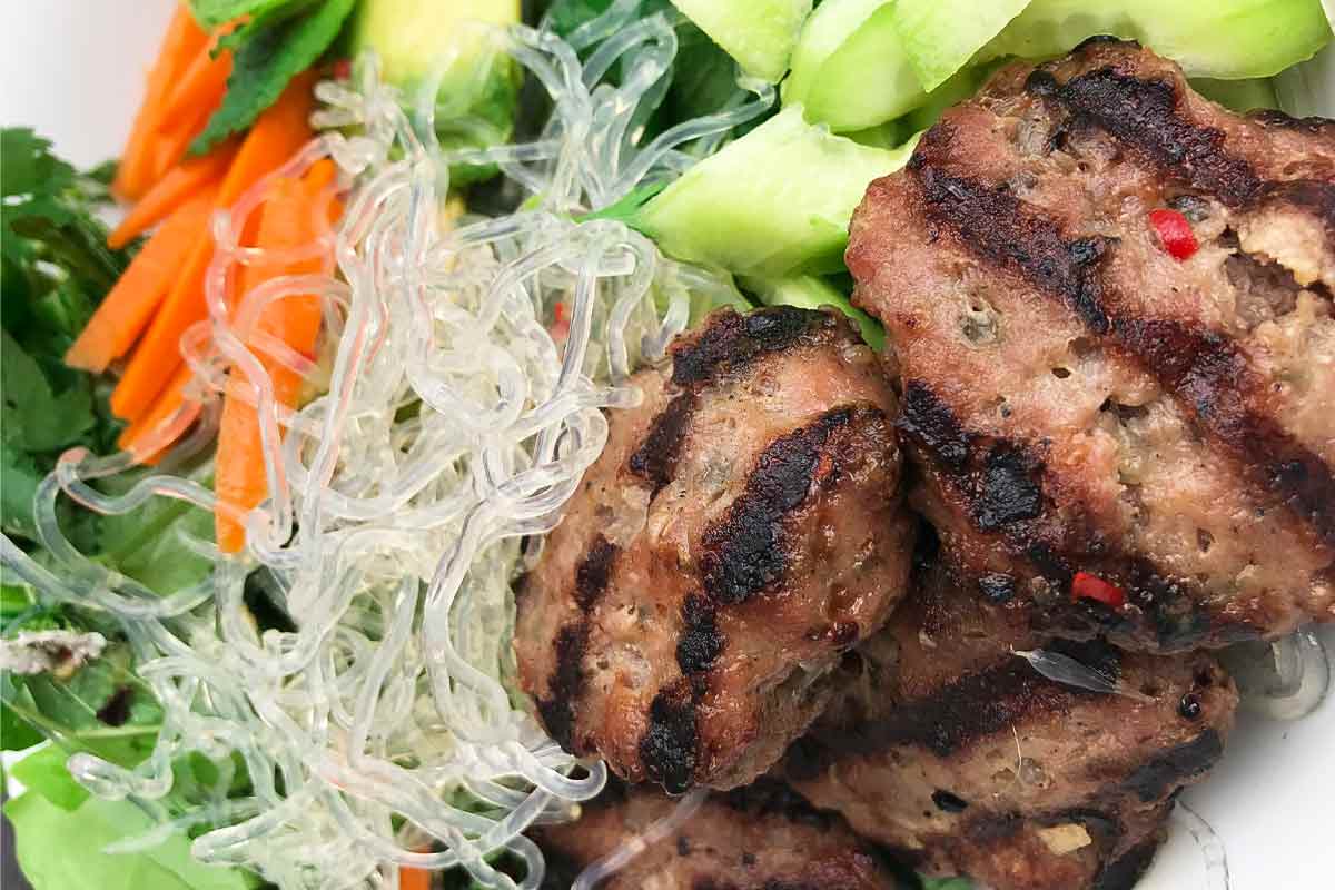 Vietnamese Grilled Pork Patties with Rice Noodles | Bun Cha Recipe ...